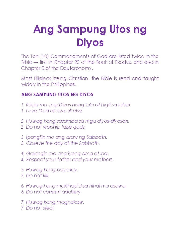 Ang Sampung Utos NG Diyos | PDF Ang Sampung Utos NG Diyos | PDF