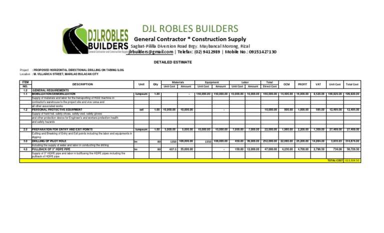DJL Robles Builders: General Contractor Construction Supply | PDF | Business