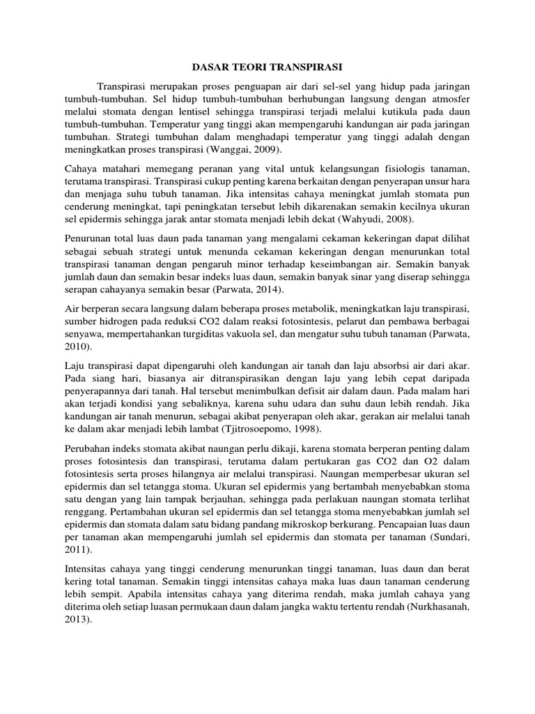 Transpirasi Tanaman: Faktor-Faktor yang Mempengaruhi dan Mekanisme ...
