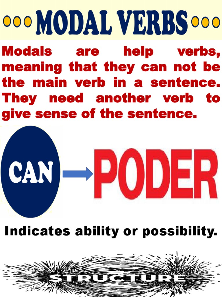 Modals Are Help Verbs, Meaning That They Can Not Be The Main Verb in A ...