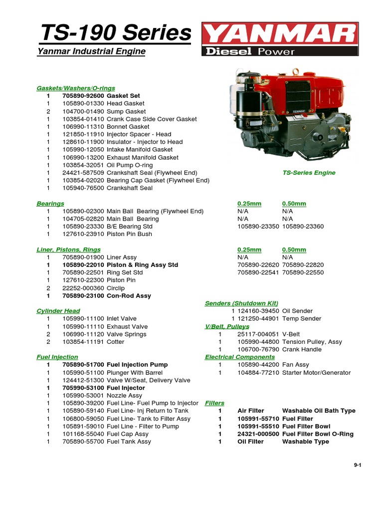 Yanmar TS 190 PDF | PDF | Fuel Injection | Manufactured Goods