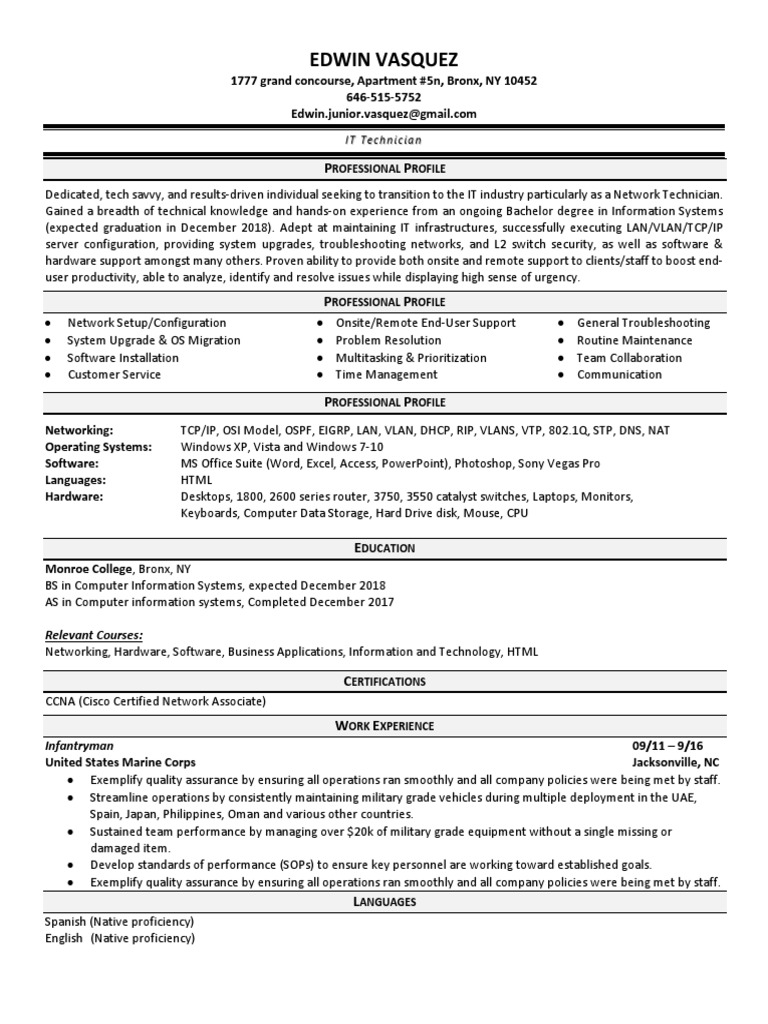 Edwin Vasquez Resume | PDF | Computer Network | Operating System