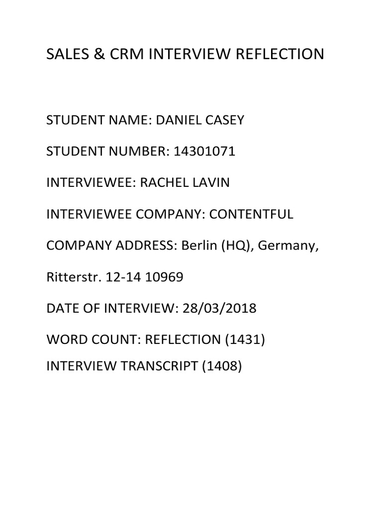 Sales CRM Reflection | Download Free PDF | Sales | Customer ...