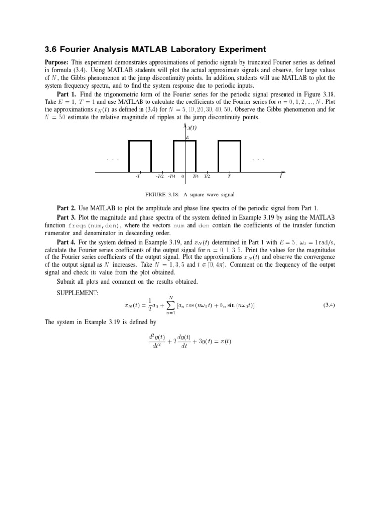 3.6 Fourier Analysis MATLAB Laboratory Experiment: FIGURE 3.18: A ...