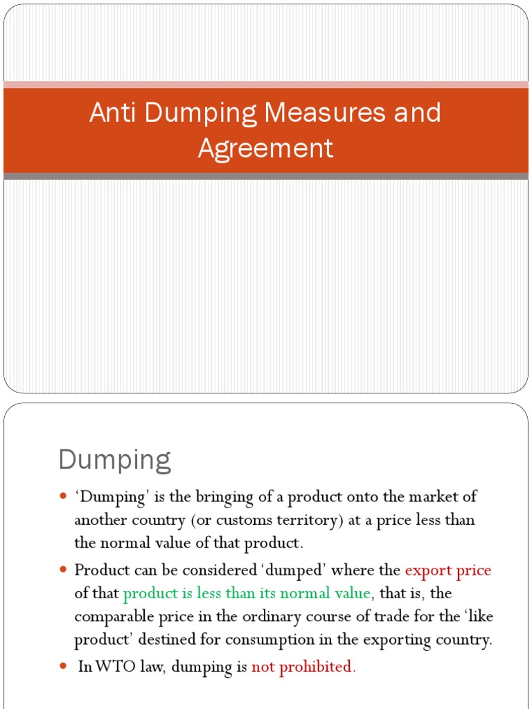 Anti Dumping Measures and Agreement | Download Free PDF | Dumping (Pricing Policy) | Government