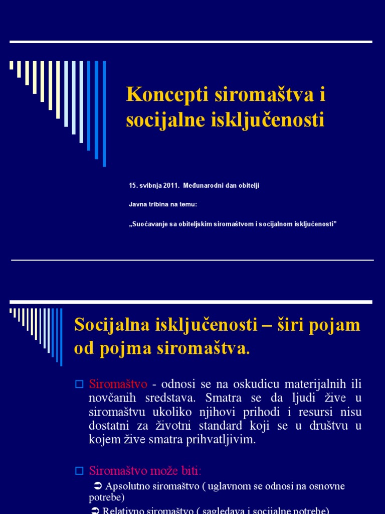 Koncepti Siromastva I Socijalne Iskljucenosti | PDF