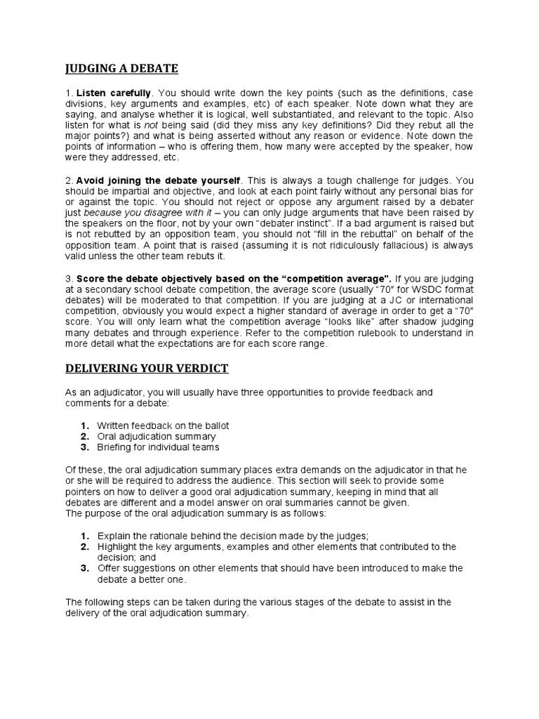 Debate Judging Guide | PDF | Argument | Fallacy