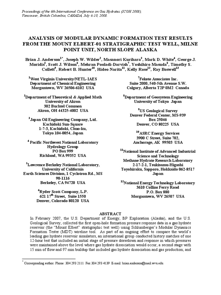Analysis of Modular Dynamic Formation Test Results From The Mount ...