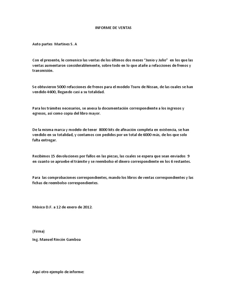 Modelo de Informe Simple | PDF | Ciudad de México | Business