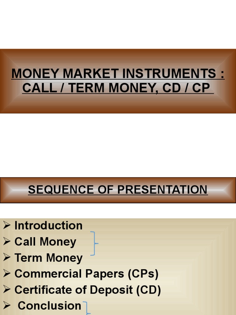 Overview of Call and Term Money Markets | PDF | Financial Markets ...