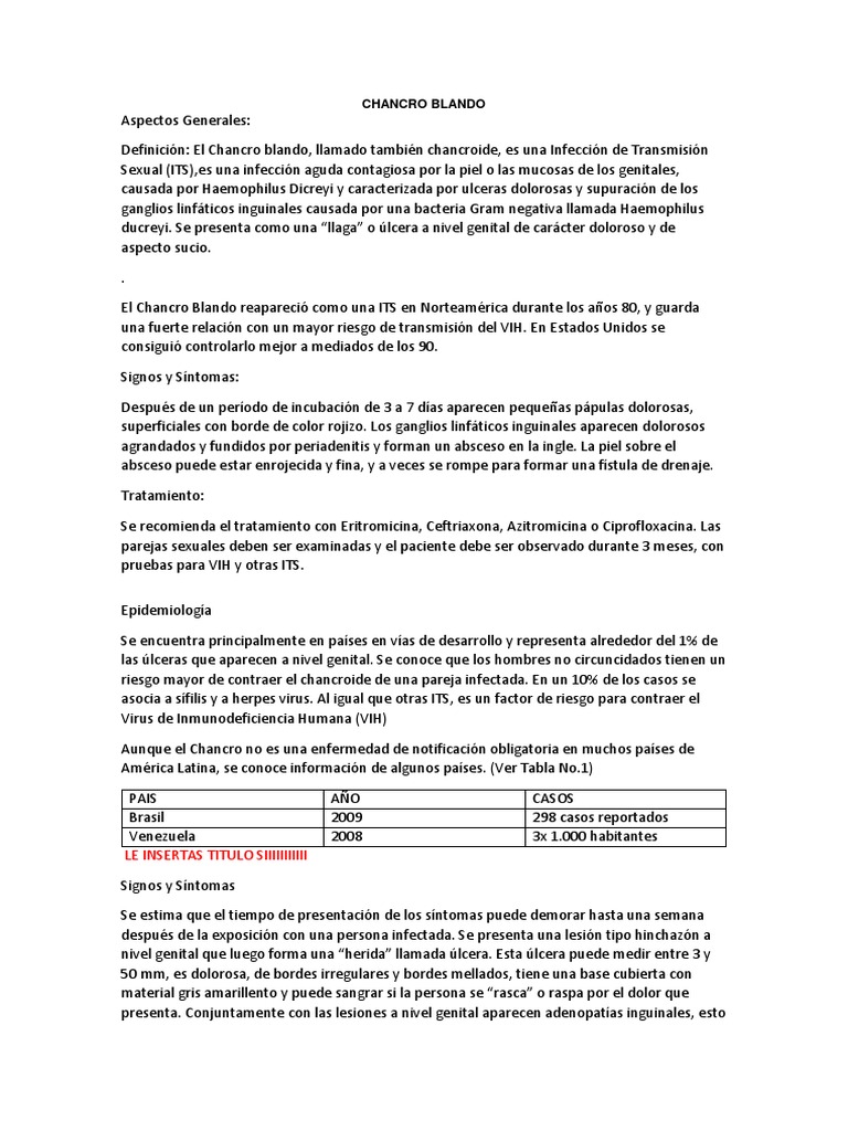 Chancro Blanco | PDF | Infección transmitida sexualmente | Microbiología