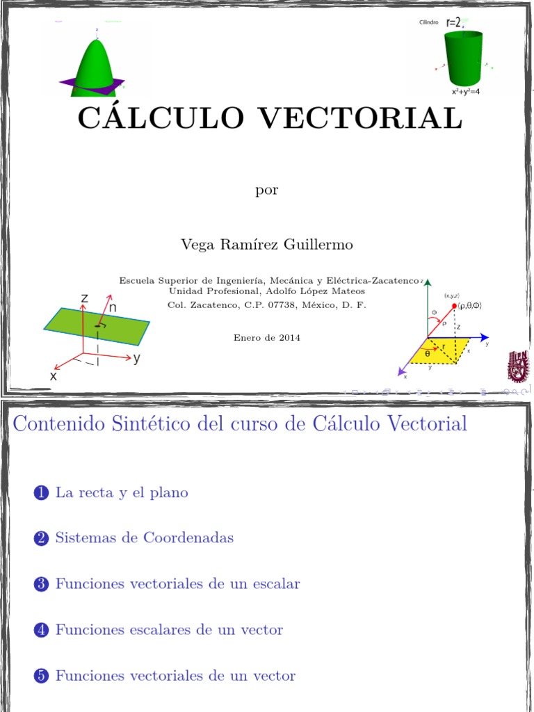 Curso de Calculo Vectorial | PDF | Sistema de coordenadas Cartesianas ...