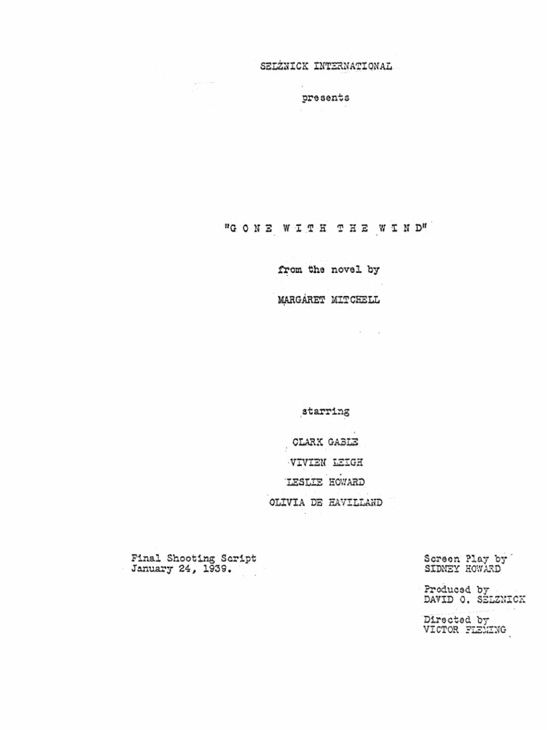 Gone With The Wind (Shooting Script) PDF | PDF