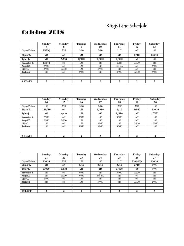 Blank Schedule | PDF