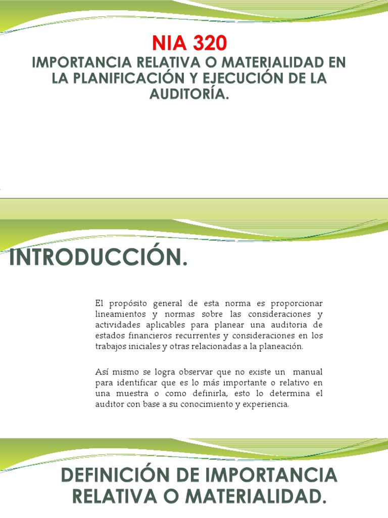 NIA 320 | Auditoría | Contralor