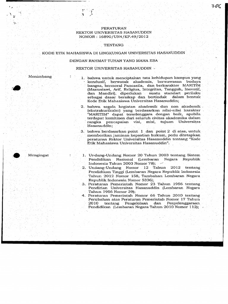 Kode Etik Mahasiswa Unhas | PDF