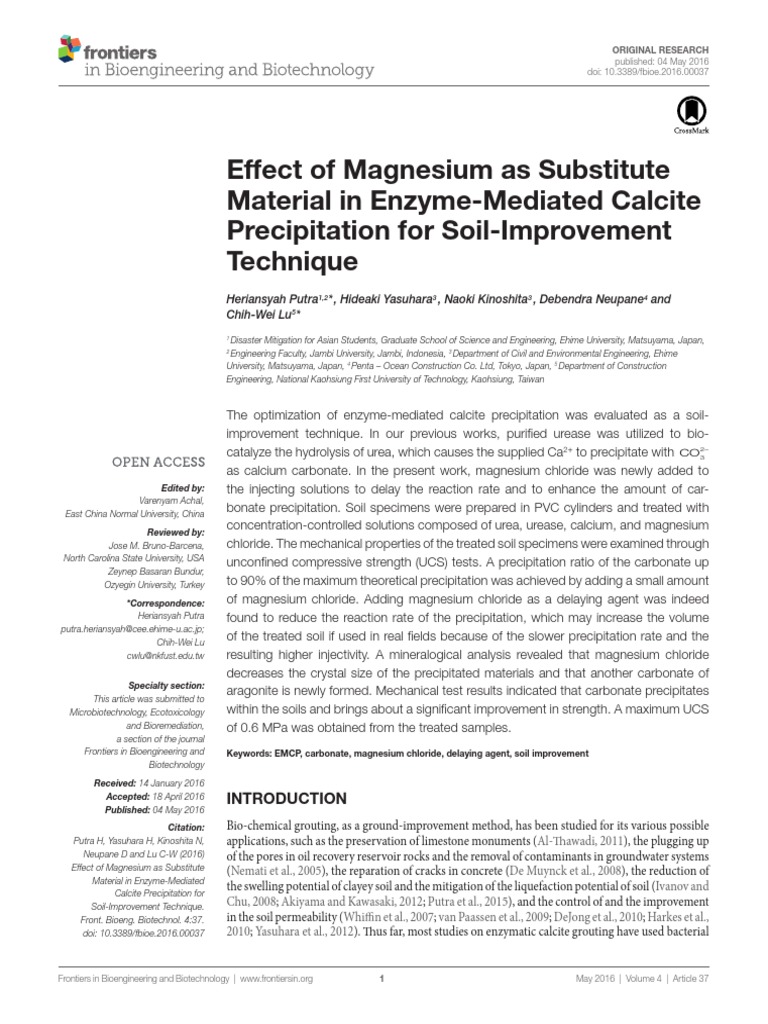 2016 Frontiers | PDF | Calcite | Magnesium