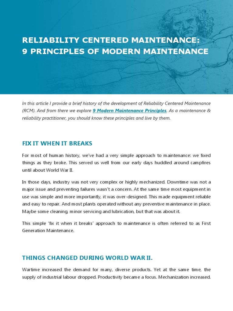 Reliability Centered Maintenance - 9 Principles of Modern Maintenance | PDF | Reliability ...
