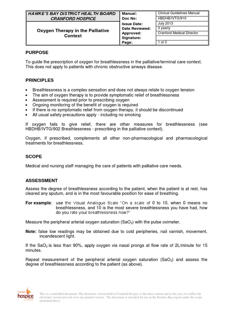 Oxygen Therapy in The Palliative Context Ivtg910 Jul13 PDF | PDF ...