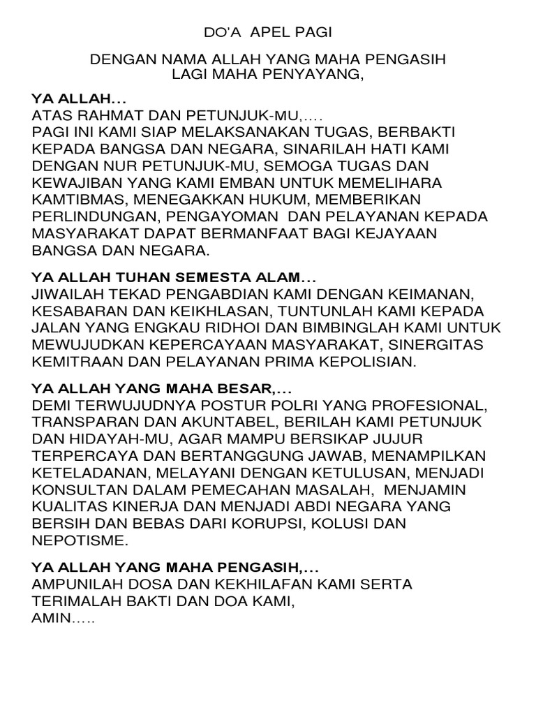 Doa Apel Pagi | PDF | Agama & Spiritualitas