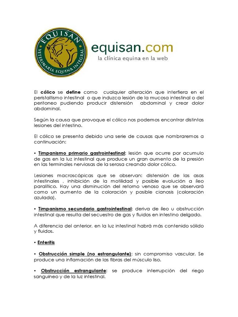 Colico Equino Equisan | PDF | Membrana mucosa | Inflamación