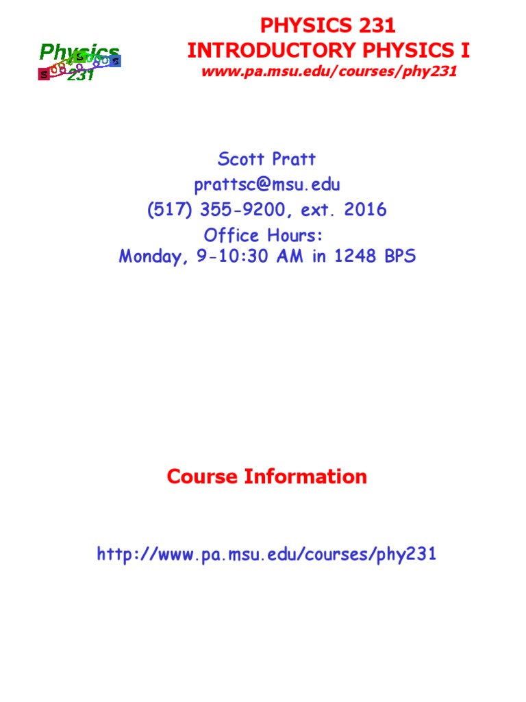 Physics 231 Introductory Physics I | PDF | Mechanical Engineering ...