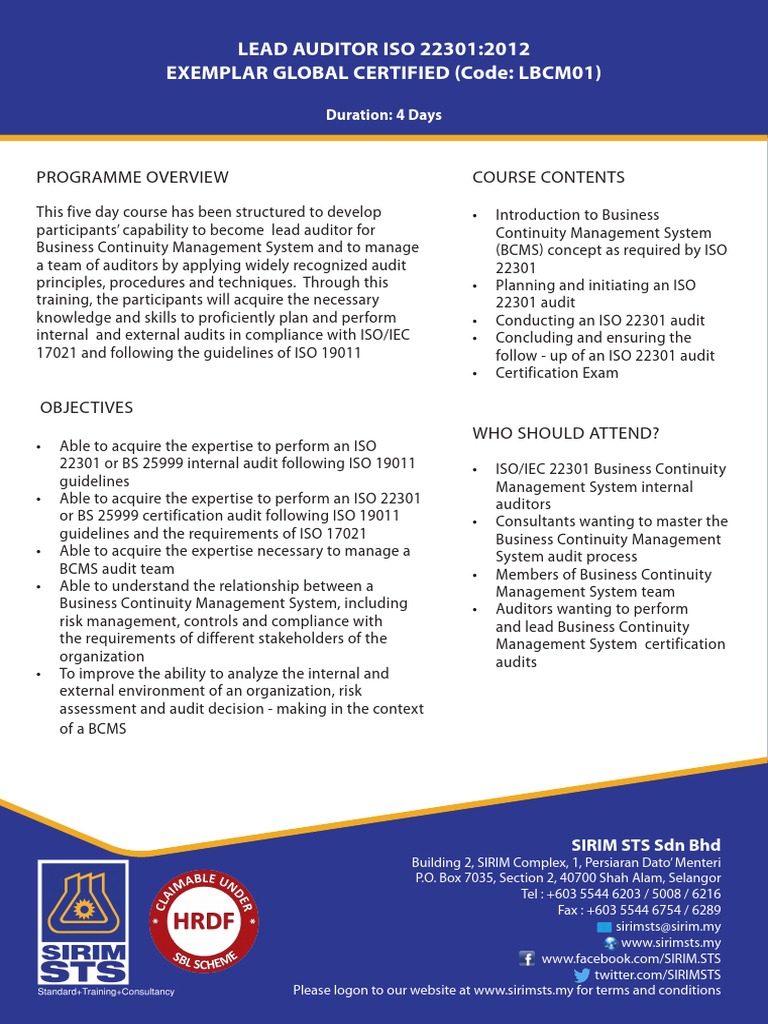SIRIM | PDF | Business Continuity | Audit