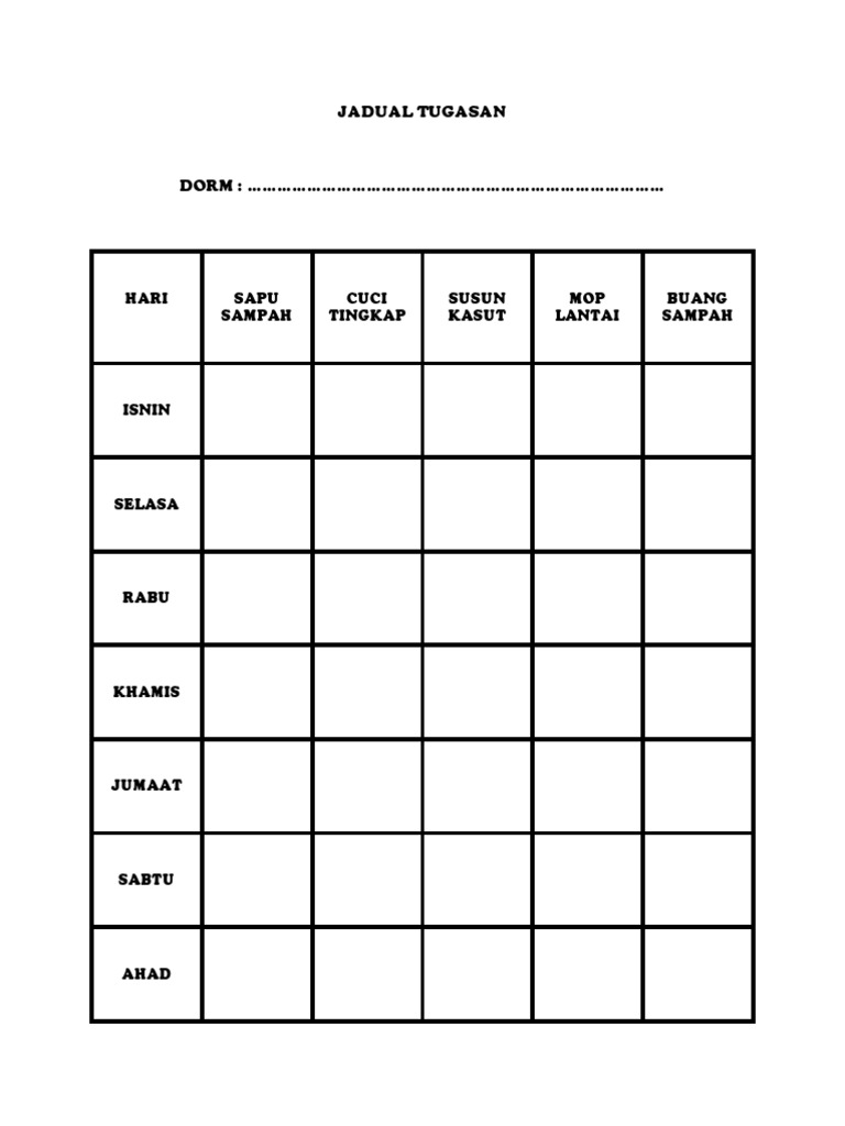 Jadual Tugasan | PDF