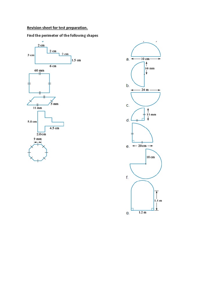 Revision Sheet For Test Preparation | PDF