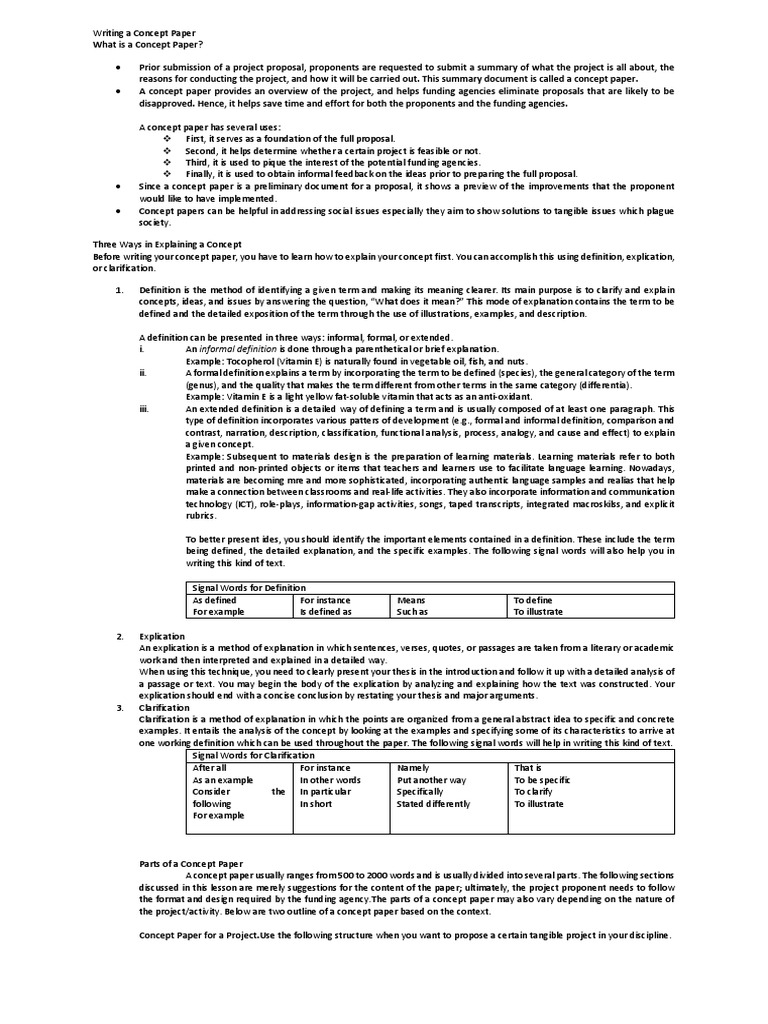 Writing A Concept Paper | Download Free PDF | Definition | Concept