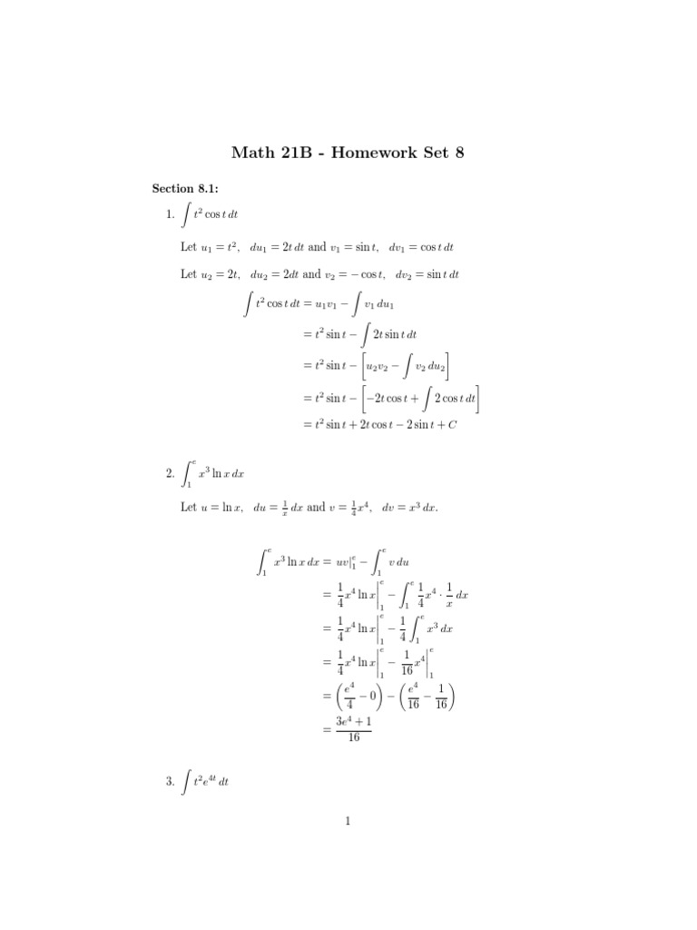 Calculus Homework: Integration Techniques | PDF