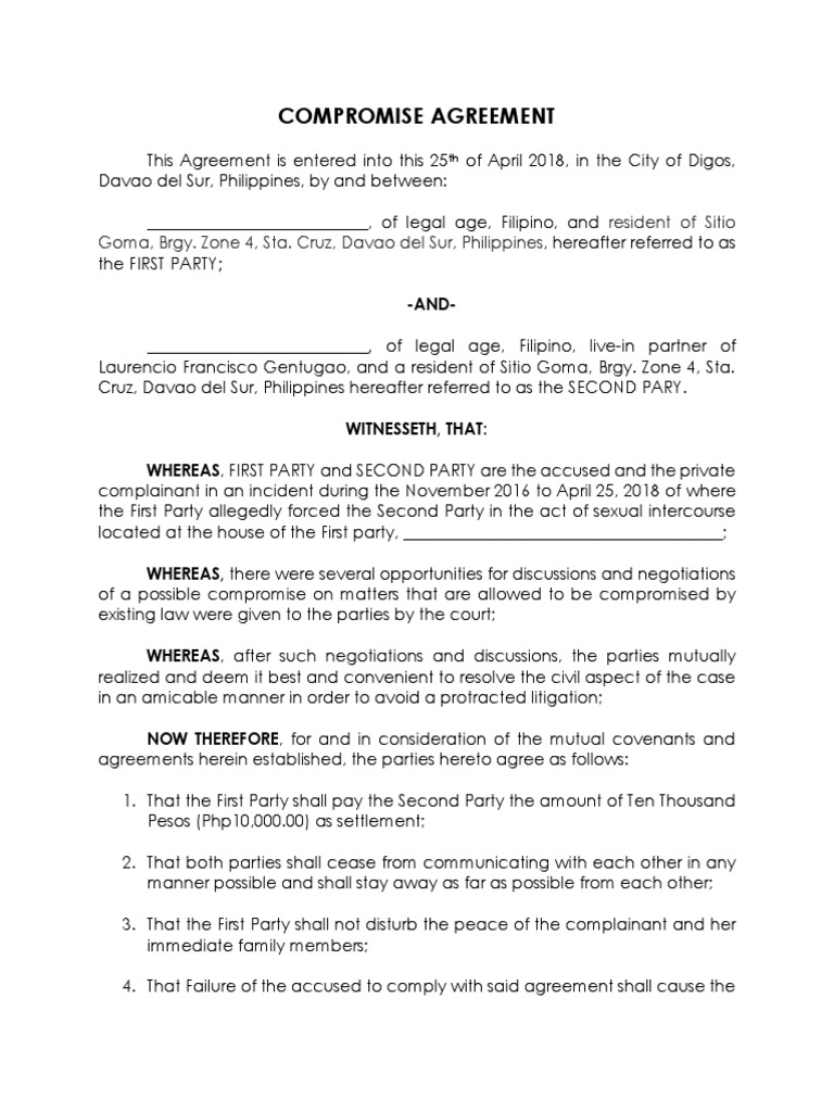 Compromise Agreement | PDF | Public Law | Virtue