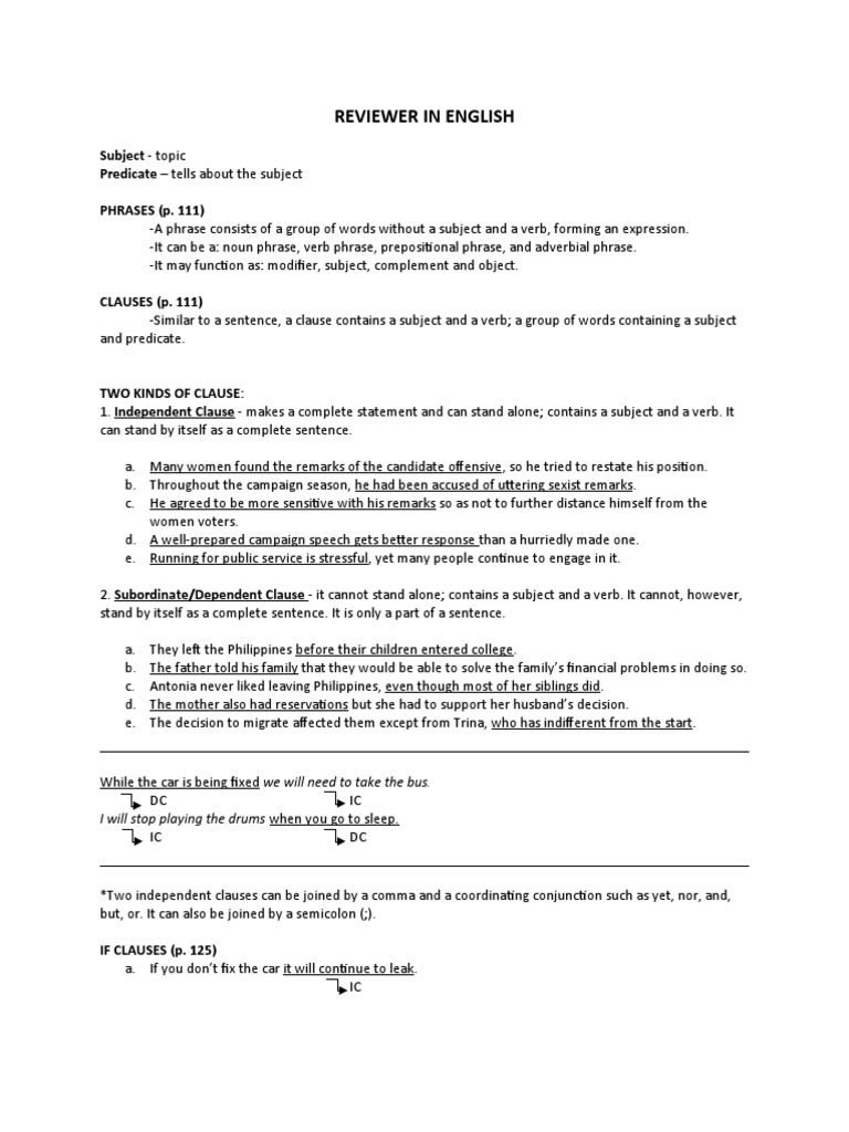 English Grammar: Phrases and Clauses | PDF | Grammatical Tense | Verb