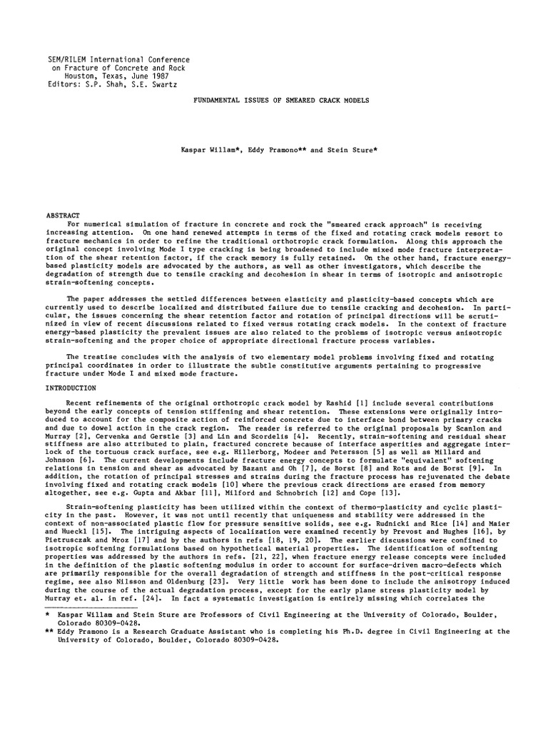 Fundamental Issues of Smeared Crack Models | PDF | Fracture | Stress ...
