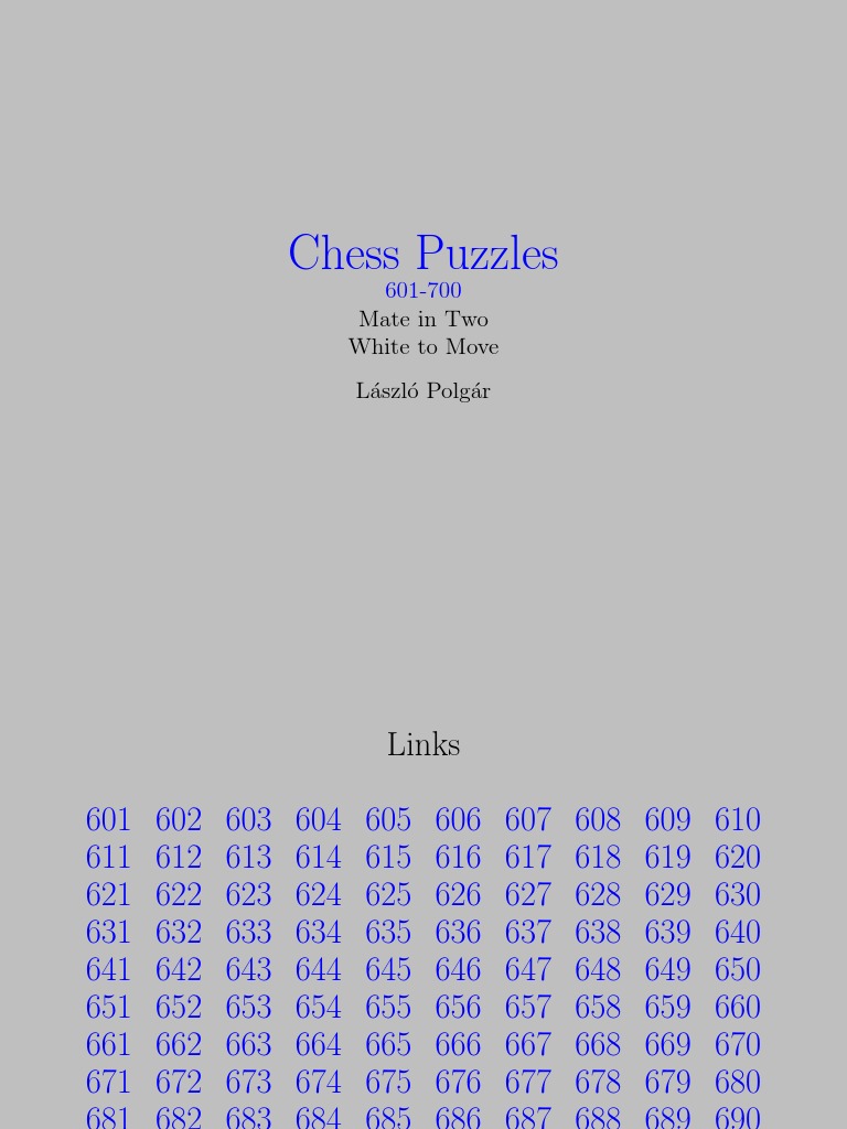 Chess Puzzles: Mate in Two White To Move L Aszl o Polg Ar | PDF | Chess ...