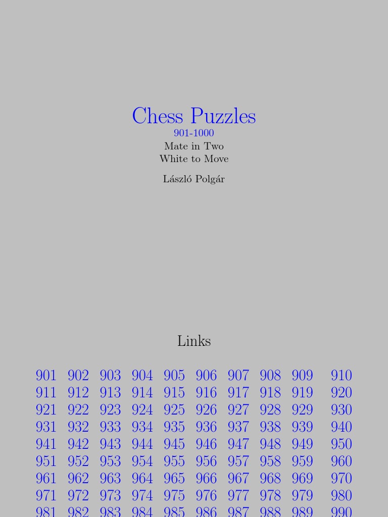Chess Puzzles: Mate in Two White To Move L Aszl o Polg Ar | PDF | Chess ...