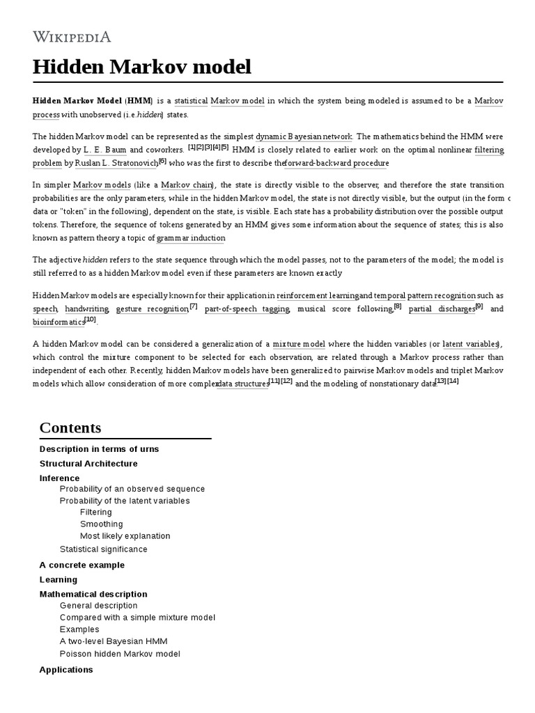 Hidden Markov Model | PDF | Applied Mathematics | Statistical Theory