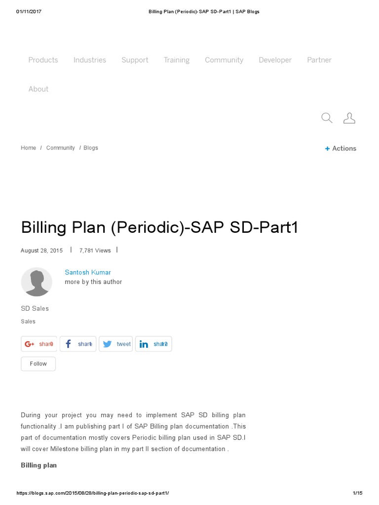 SAP SD Periodic Billing Plan Overview | PDF | Invoice | Computing