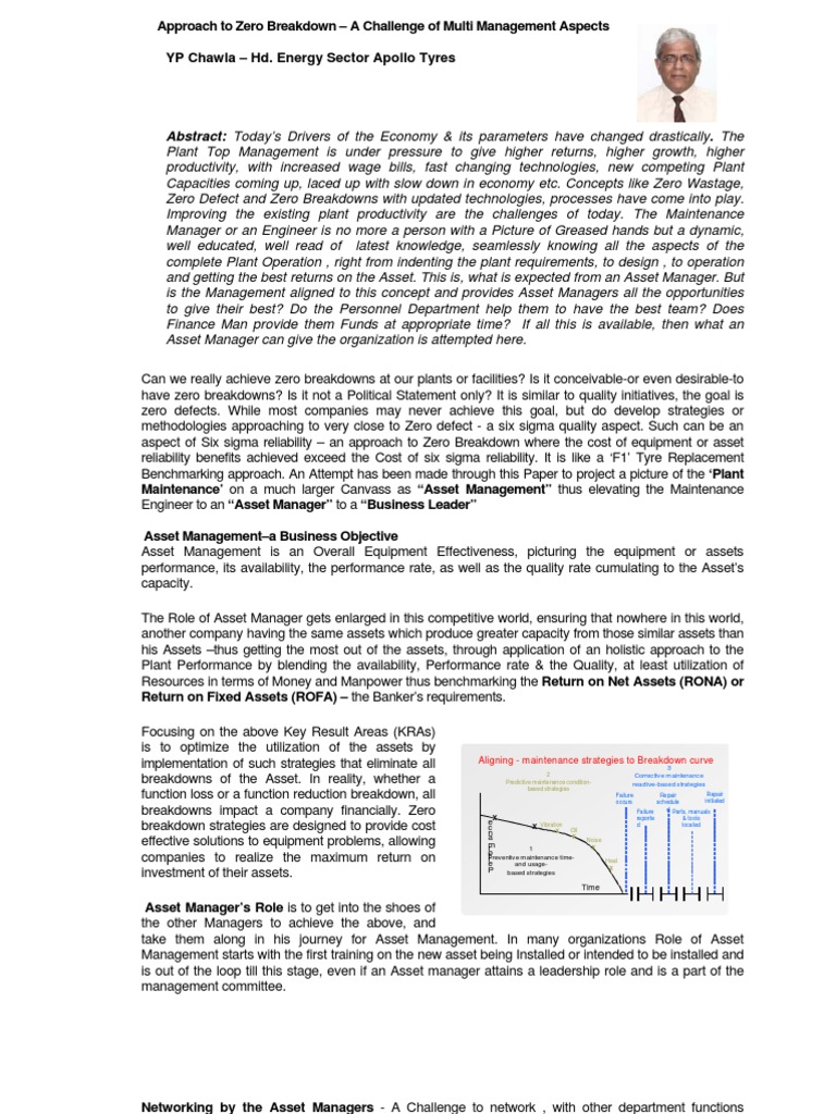 Approach To Zero Breakdown - A Challenge of Multi Management Aspects | PDF | Reliability ...