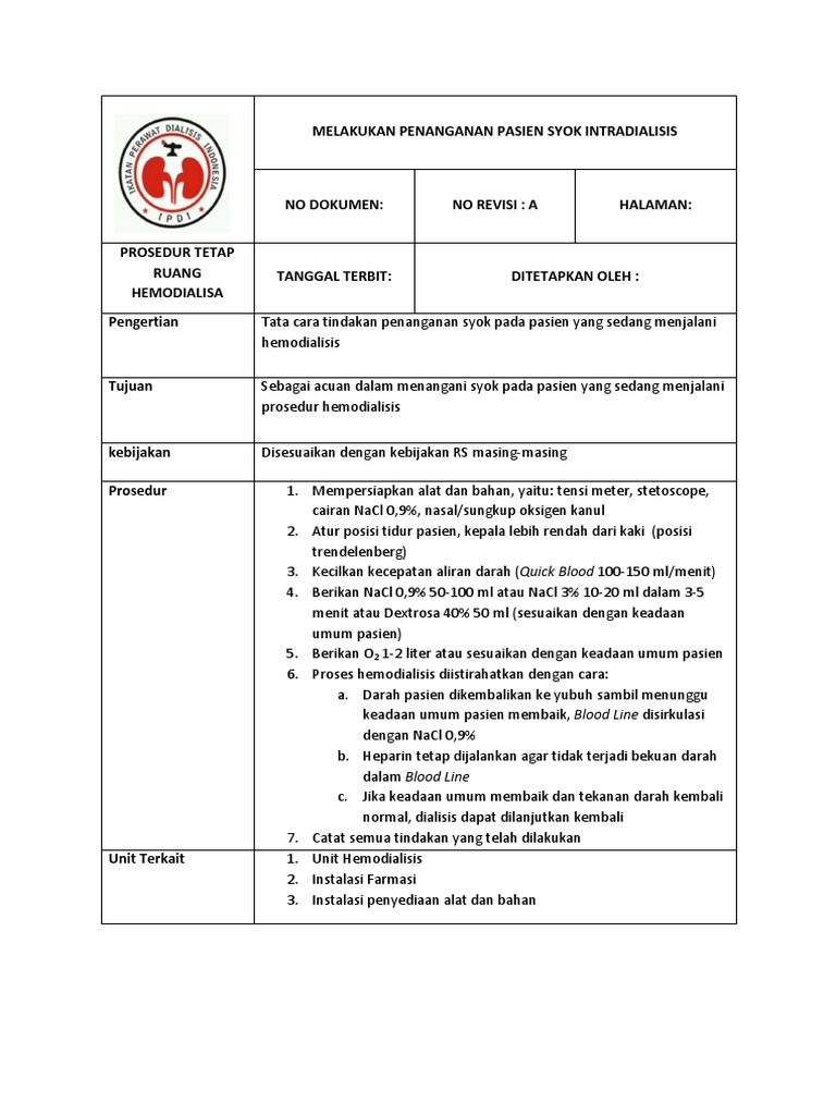 Melakukan Penanganan Pasien Syok Intradialisis | PDF
