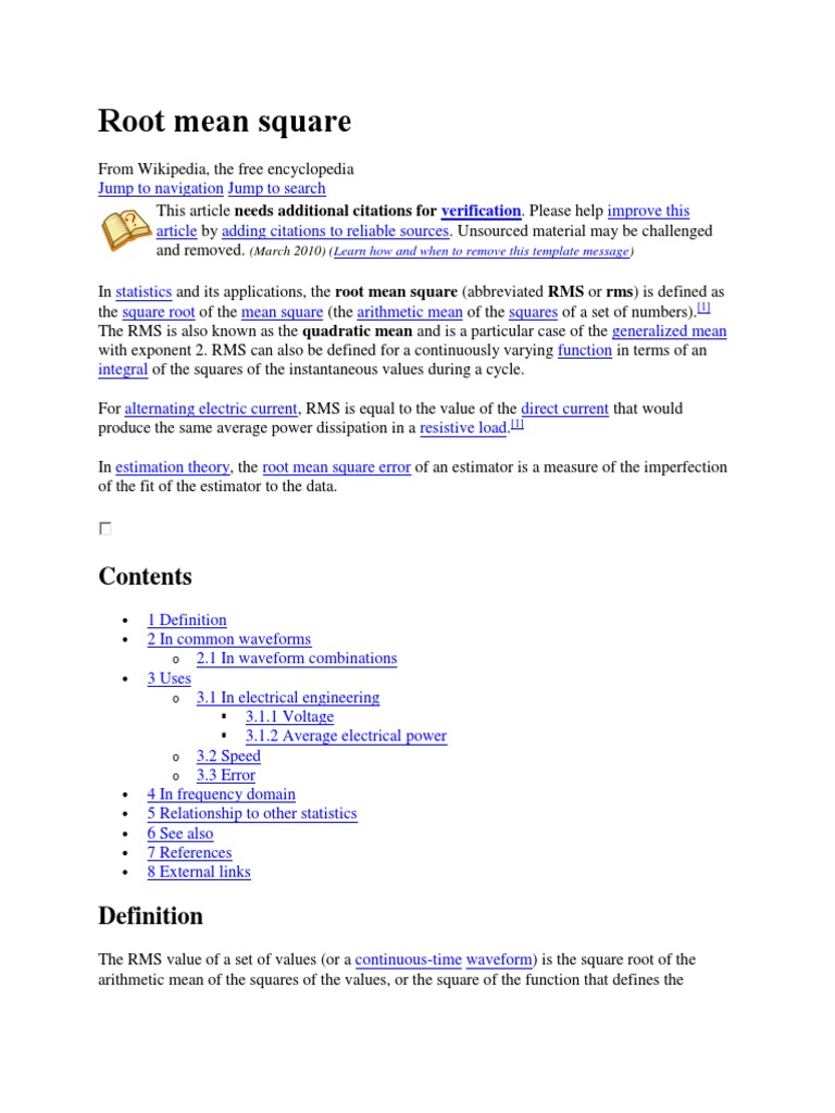 Root Mean Square: Verification | PDF | Root Mean Square | Amplitude