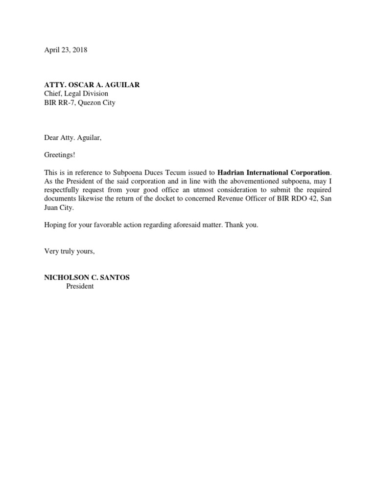 Letter To Rdo 42 | PDF