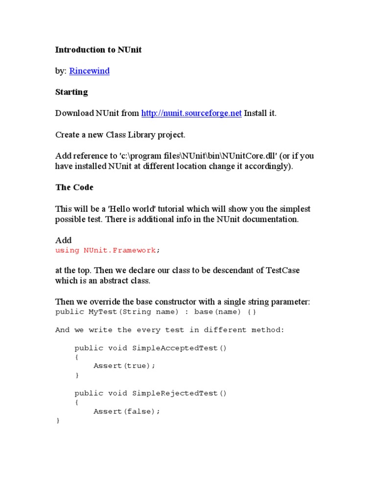 Rincewind: Introduction To Nunit | PDF | Command Line Interface | Microsoft Visual Studio