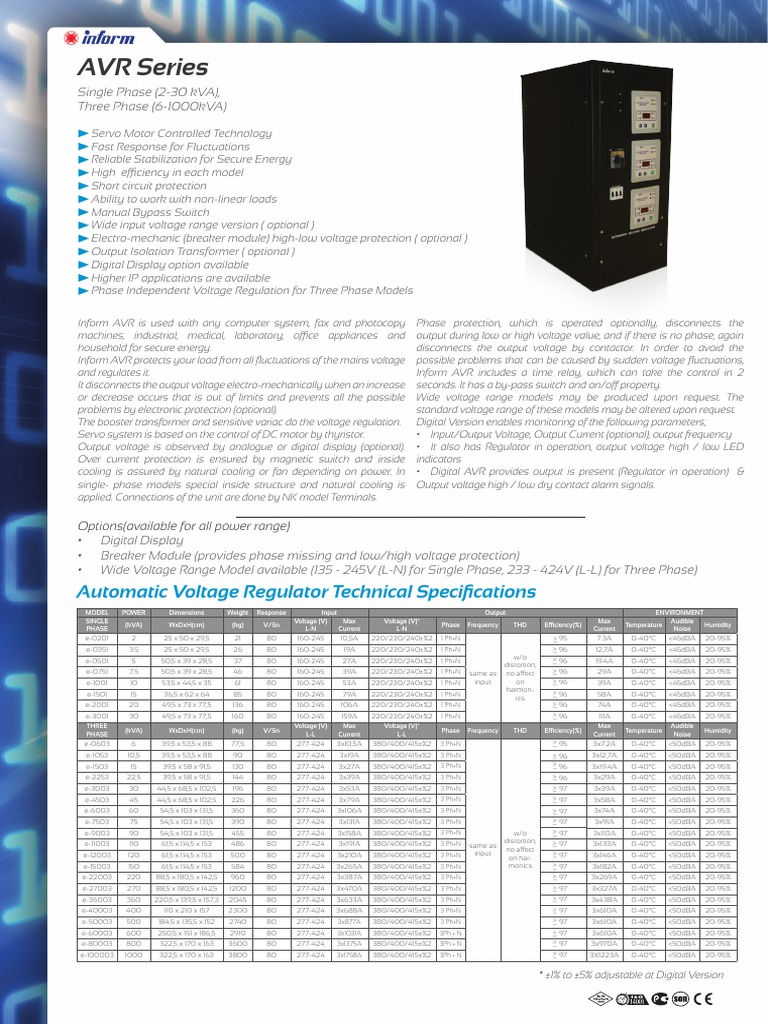 AVR Series Brochure 1257 | PDF | Electricity | Electromagnetism