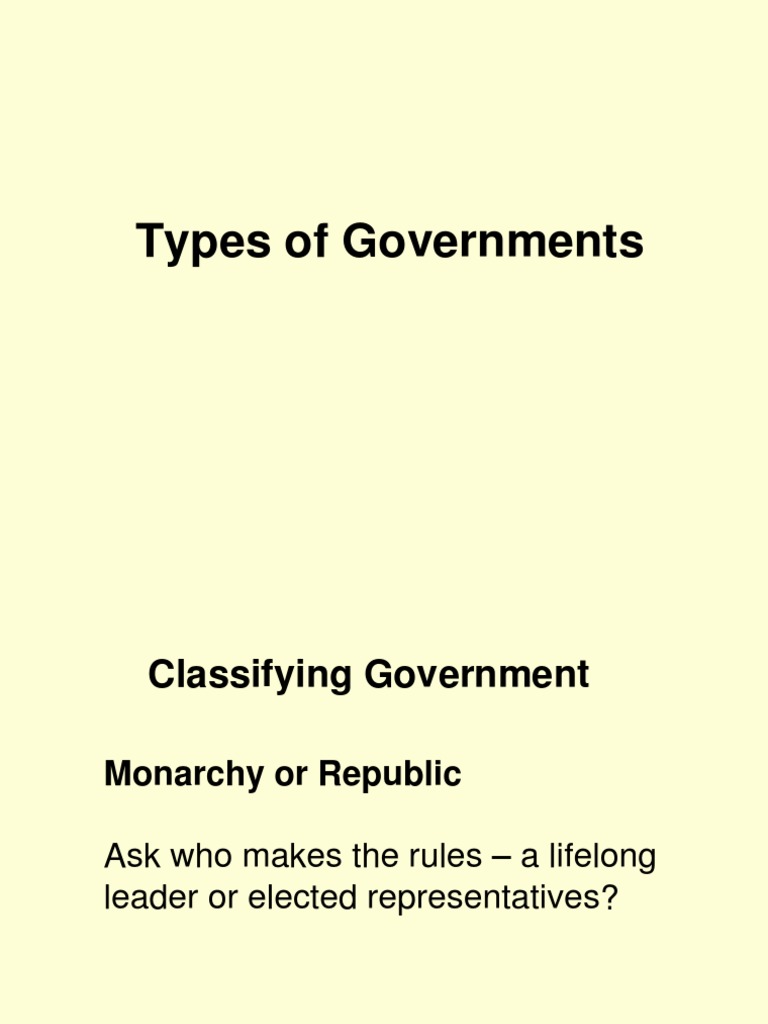 Types of Government | PDF | Monarchy | Dictatorship