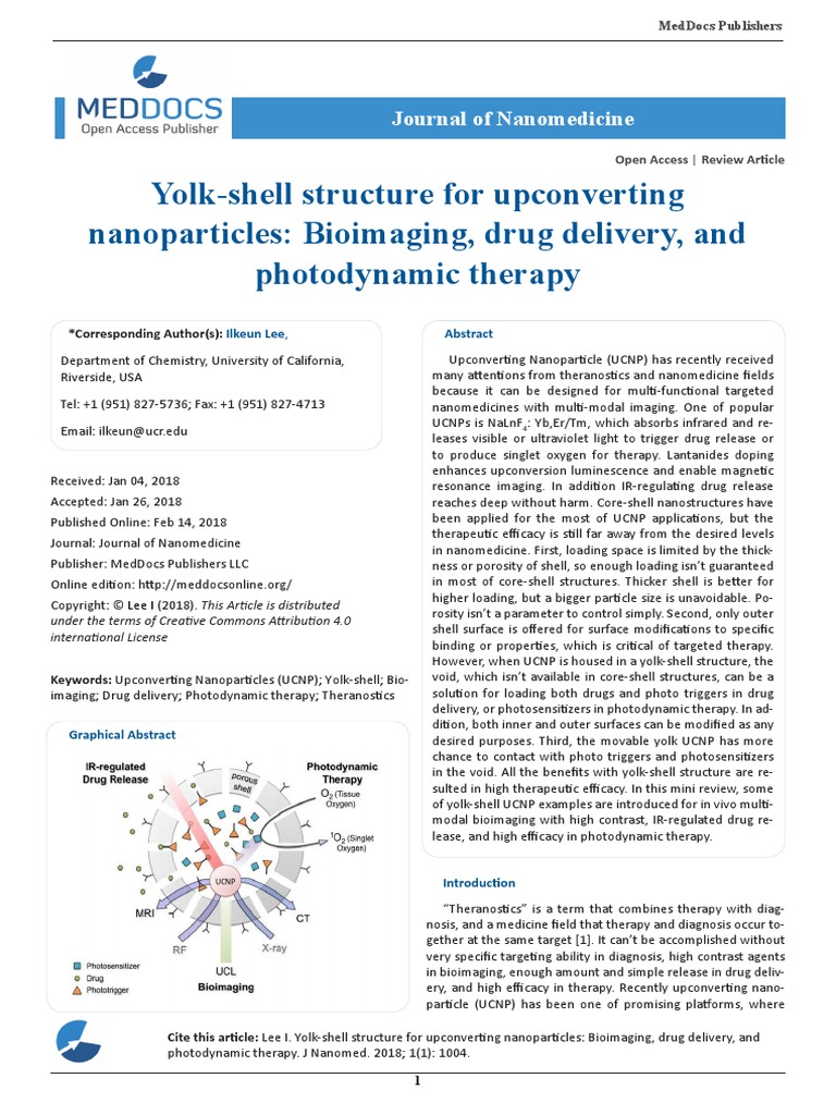 Yolk Shell Structure For Upconverting Nanoparticles Bioimaging Drug ...