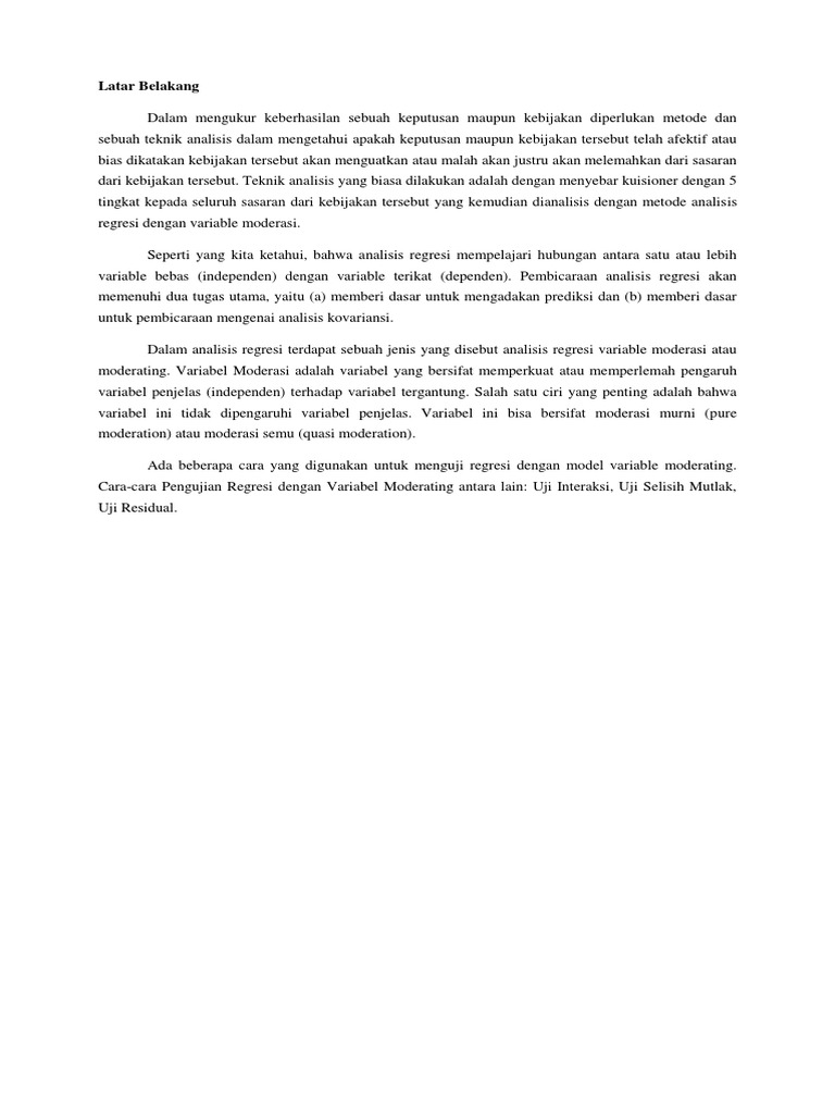 Paper Analisis Variabel Moderating | PDF | Metode & Bahan Ajar | Karier ...