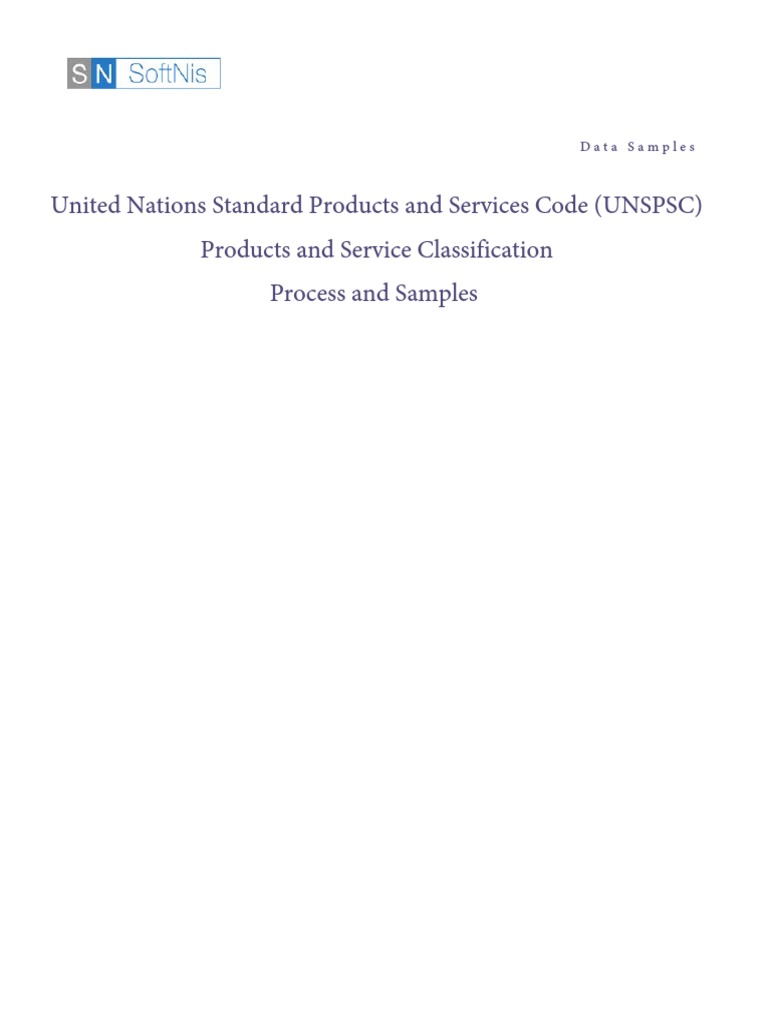 UNSPSC Product Classification Process Samples | PDF | Taxonomy (Biology ...