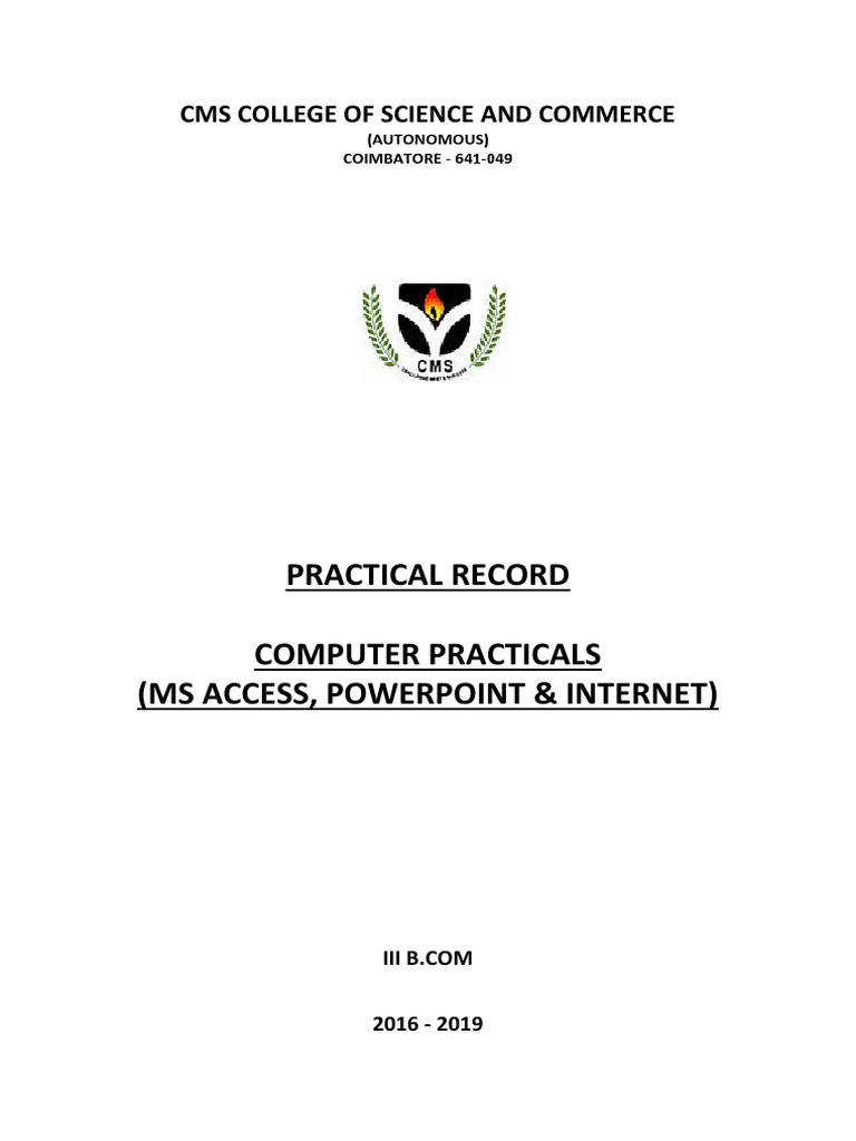 Practical Record Computer Practicals (Ms Access, Powerpoint & Internet ...