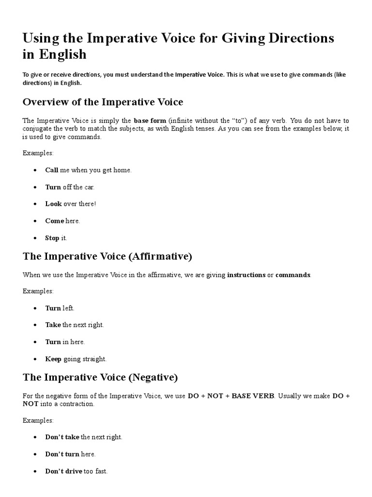 Imperative Voice | PDF | Languages | Language Arts & Discipline